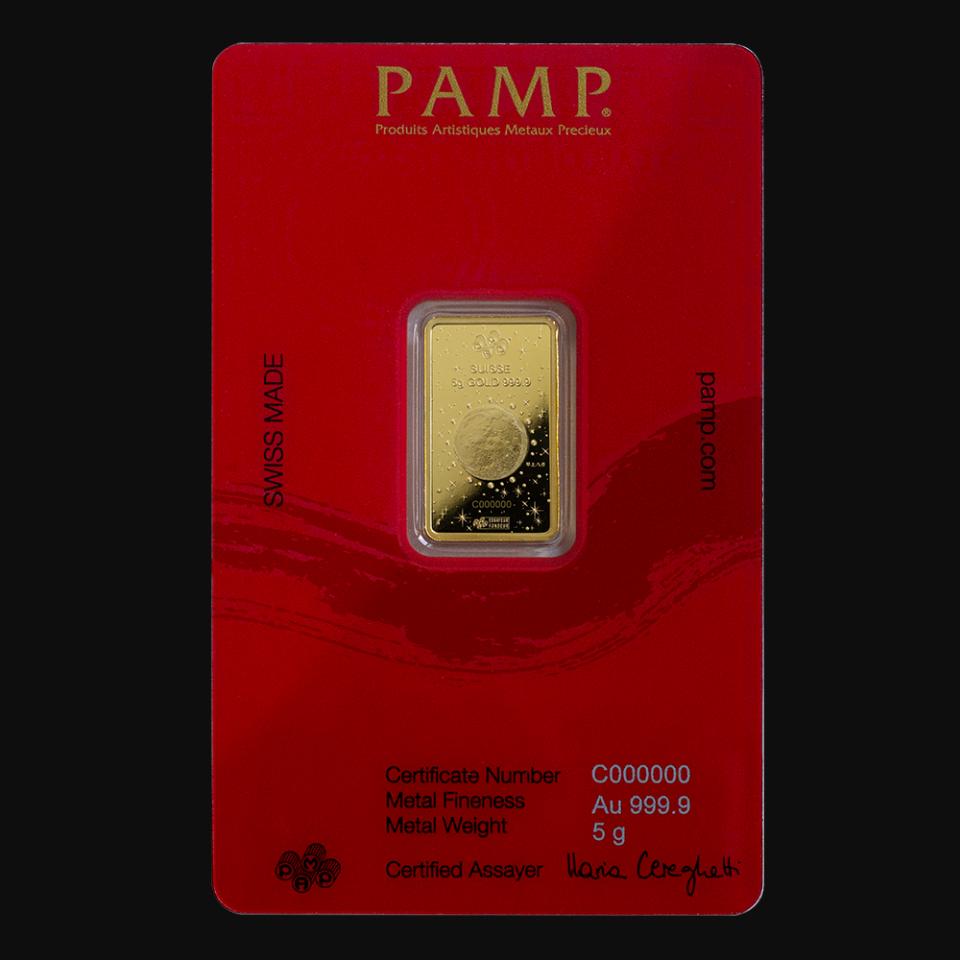 5 gram PAMP Lunar Dragens år 2024 Guldbarre | Tavex